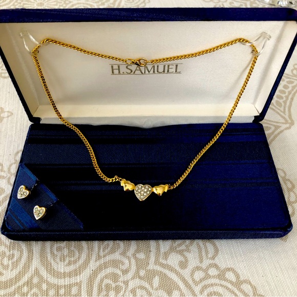 h. Samuel | Jewelry | Vintage Gold Tone Faux Diamond Heart Pendant ...